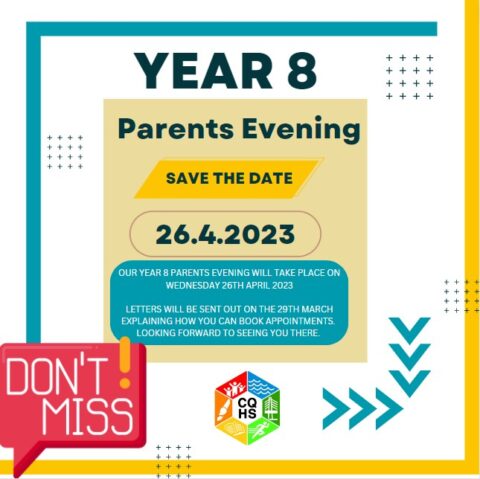 Save the date - Year 8 Parents Evening - Connah's Quay High School